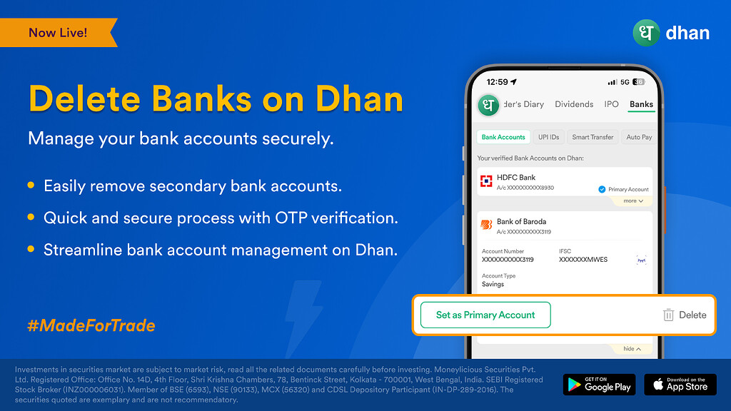 Now Live: Bank Account Deletion on Dhan! - Product Announcements 🔈 ...