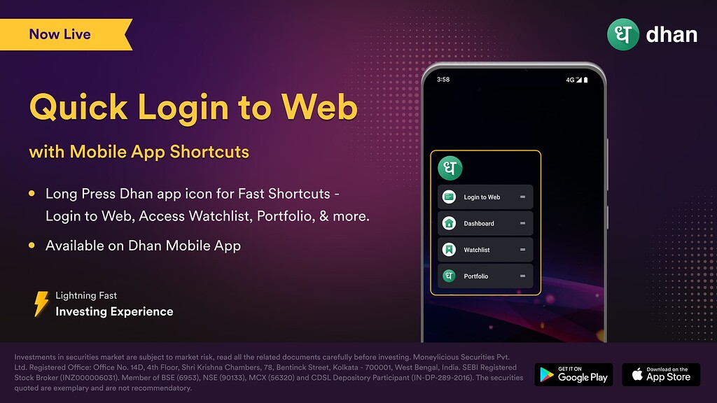 Now Login Faster to Dhan Web platforms with Quick Mobile App Shortcuts ...