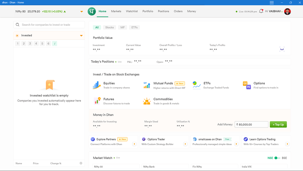 DHAN DESKTOP WEB APP great update - Product Feedback 🗣️ - MadeForTrade