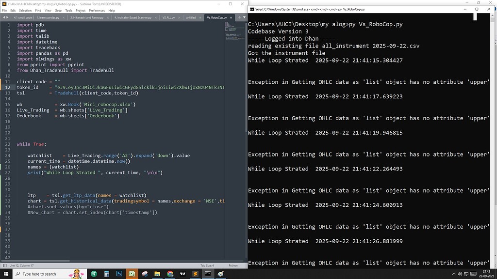 How to fix error? - APIs, Automation, Algos & Code - MadeForTrade