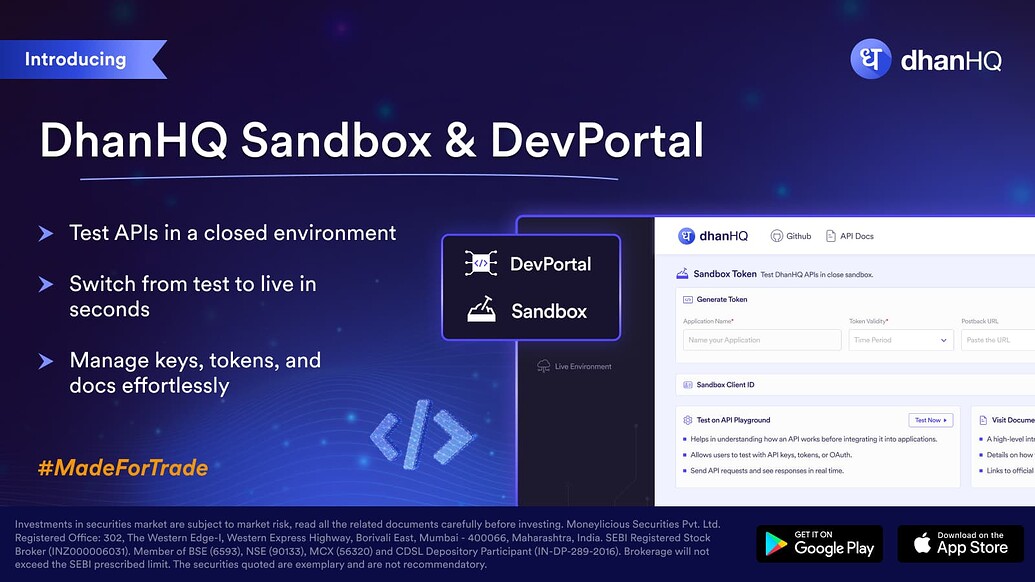 Introducing - DhanHQ Sandbox and DevPortal for API based Traders ...
