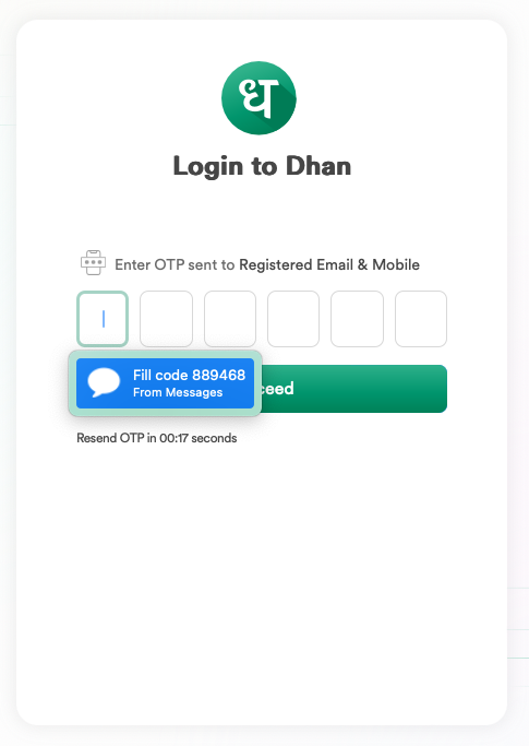 Dhan Web fails to login with Safari OTP Autofill - Request Attention 👀 ...